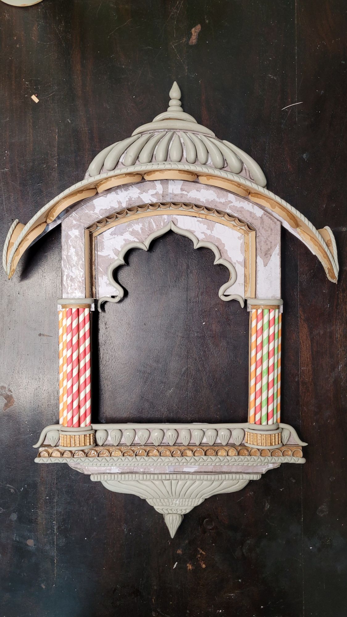How to Craft Jharokha Wall Decor using Cardboard and Clay detailing ...